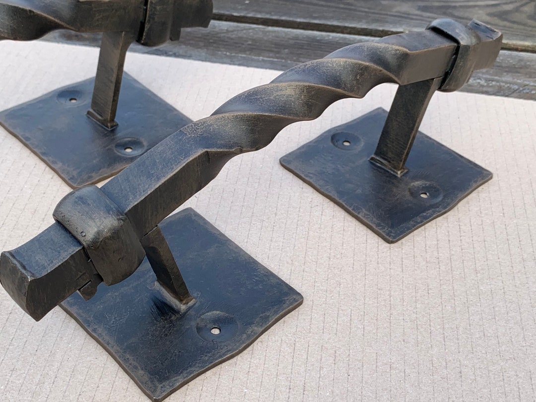 Wrought Iron Door Pull. Massive Iron Door Handle. Barn Door Pull ...