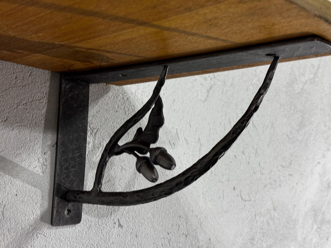 Hand Forged Metal Shelf Bracket. Oak Style Shelf Bracket. Shelves ...