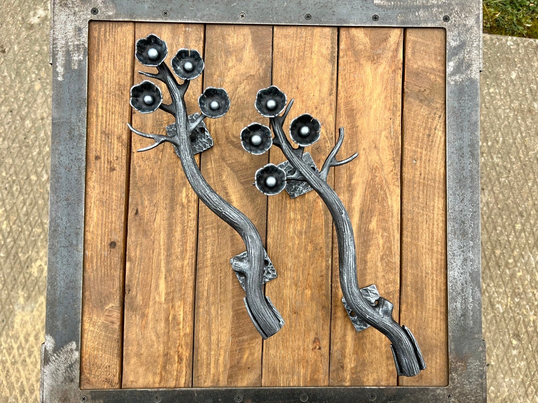 Sakura Door Handles. Massive Iron Door Pulls. Door Hardware. - Etsy