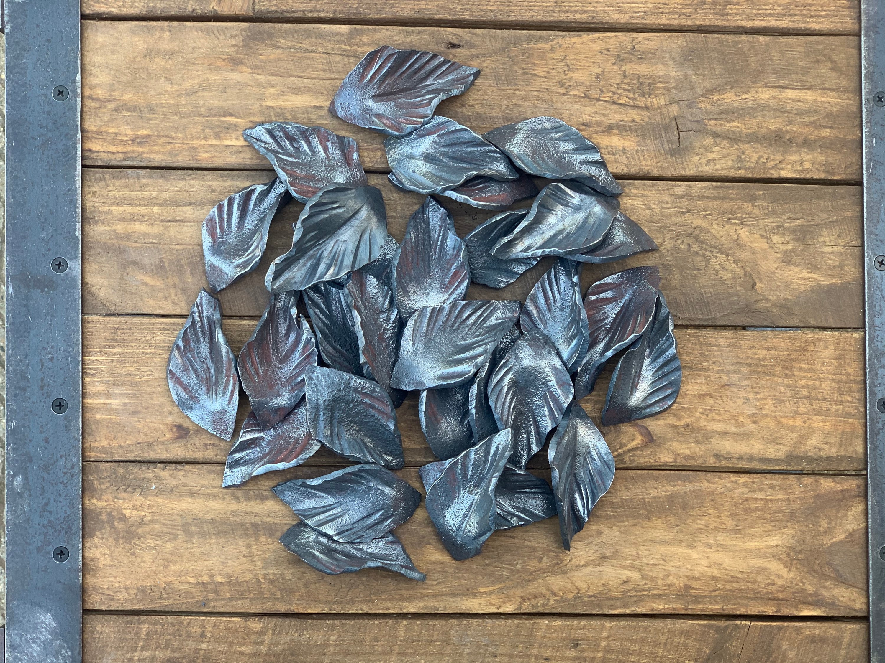 Set of 25 Hand Forged Leaves. Forged Elements. Blacksmith Elements ...