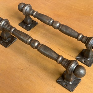 Set of Two Wrought Iron Door Pulls. Massive Iron Door Handle. Barn Door ...