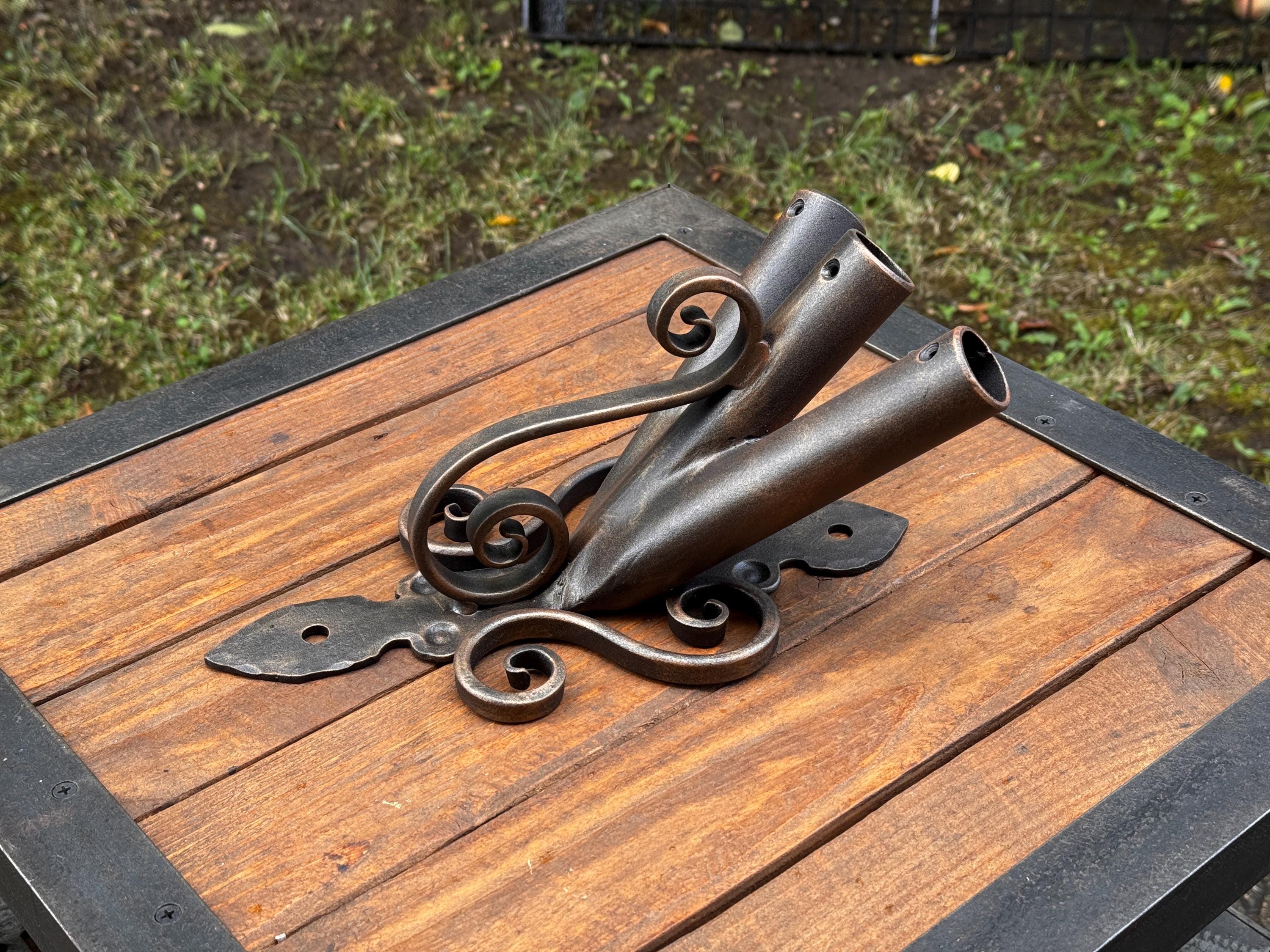 New Model. Triple Wrought Iron Flag Holder. Flag Pole Holder. Wall Flag ...
