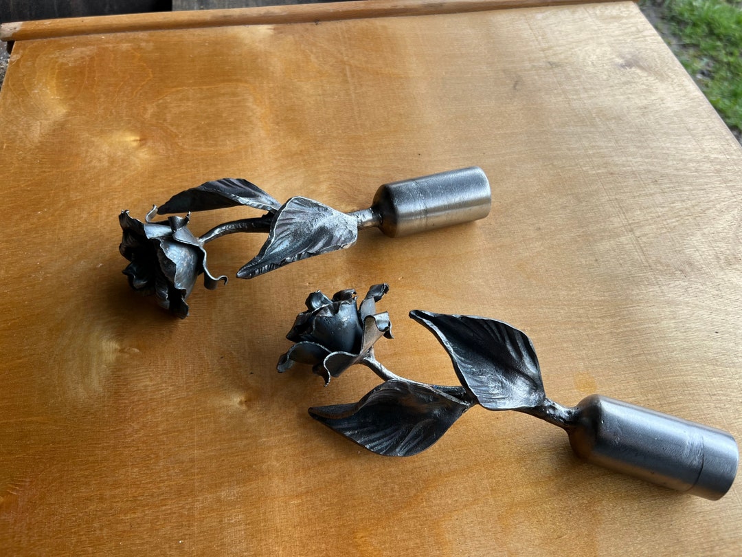Set of Two. Wrought Iron Curtain Rod Finials. Curtain Pole Finials ...