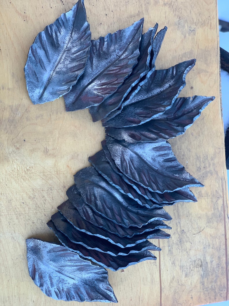 Set of 12. 6" Wrought Iron Leaves. Forged Leaves, Hand Forged Leaf ...