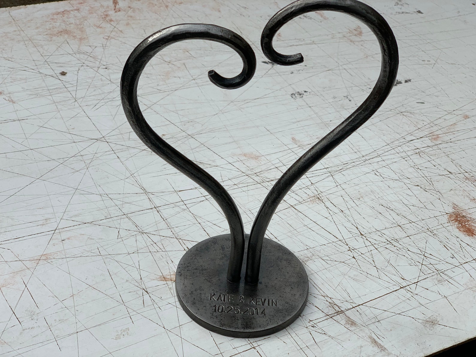 Engraved Metal Heart. Anniversary Gift. Iron Anniversary Gift. - Etsy