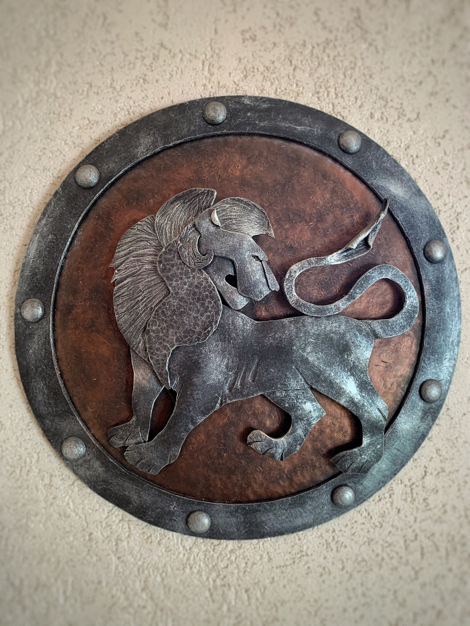 Wall Art, Iron Lion, Metal Shield, Wall Decoration, Zodiac, Forged Lion ...
