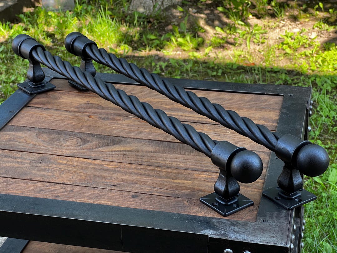 Massive Iron Door Handle. Barn Door Pull. Rustic Door Handle. Twisted ...