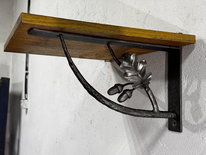 Hand Forged Metal Shelf Bracket. Oak Style Shelf Bracket. Shelves ...