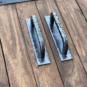 Set of Two 8” Wrought Iron Rustic Door Handles. Hand Forged Drawer ...