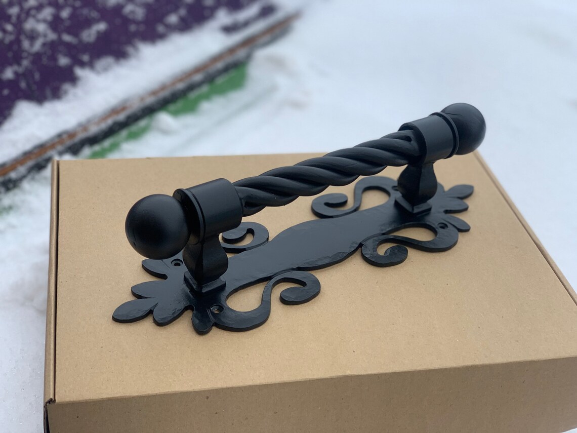 Wrought Iron Door Pull. Massive Iron Door Handle. Barn Door | Etsy