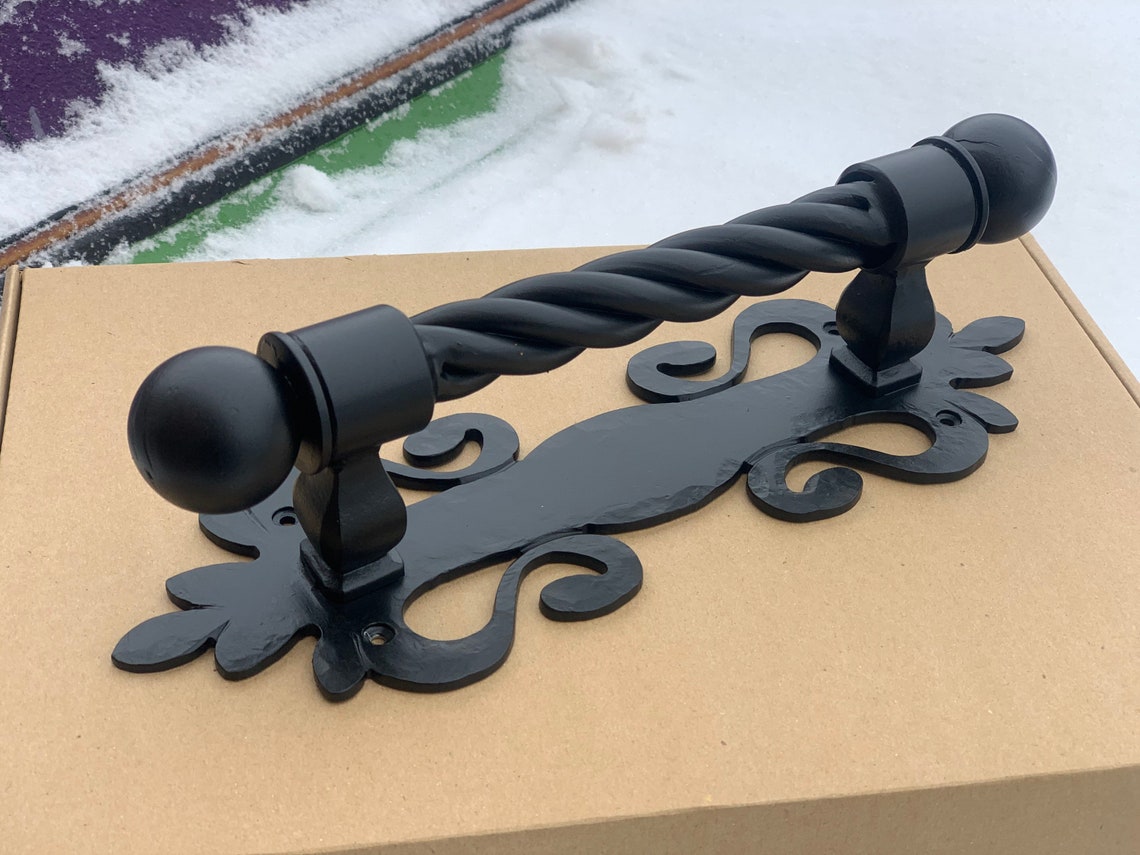 Wrought Iron Door Pull. Massive Iron Door Handle. Barn Door | Etsy