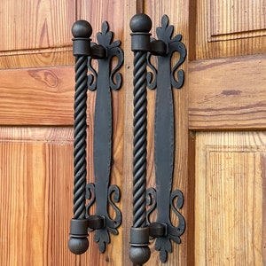 18” Massive Iron Door Handle. Rustic Door Decor. Farmhouse Door Hardware. Wrought Iron Door ...