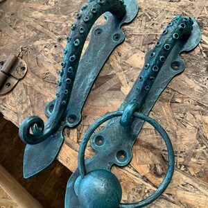 Wrought Iron Octopus Door Handle. Kraken Door Pull. Barn Door Pull ...