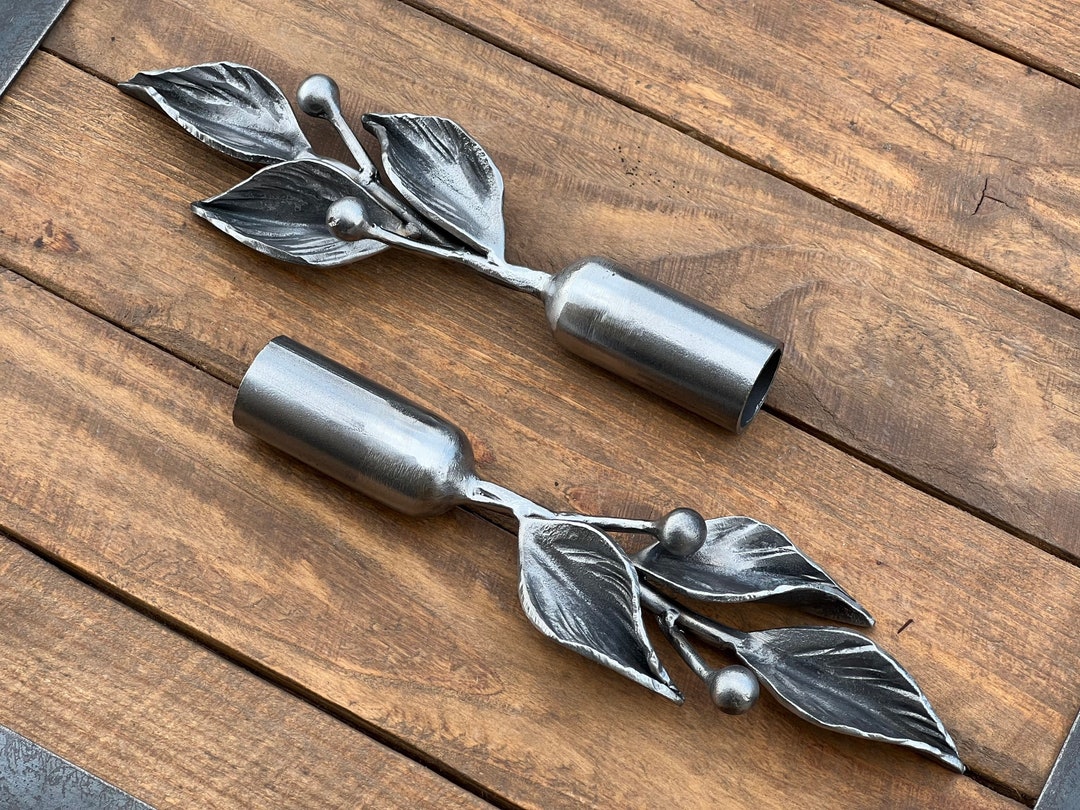 Set of Two Wrought Iron Curtain Rod Finials. Curtain Pole Finials ...