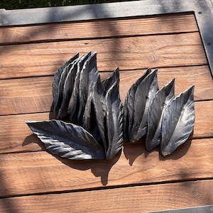 Set of 15 X 6” Wrought Iron Leaves. Forged Leaves, Hand Forged Leaf ...