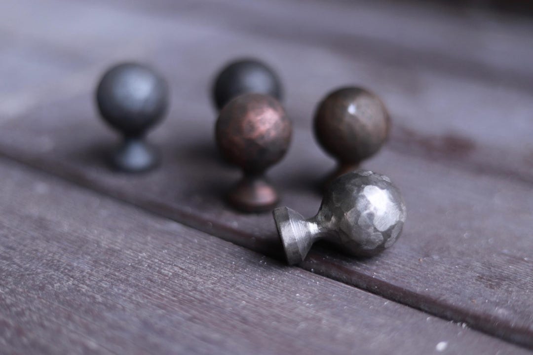 Sphere Drawer Knobs. Hand Forger Iron Drawer Knobs. Round Drawer Knob. Rustic Knob. Small Drawer ...