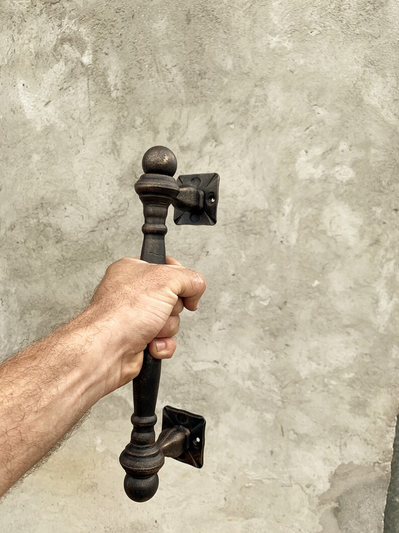 Wrought Iron Door Pull. Massive Iron Door Handle. Barn Door | Etsy