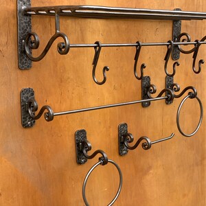 Wrought Iron Towel Rack With Shelf. Towel Holder. Towel Rack. Rustic ...