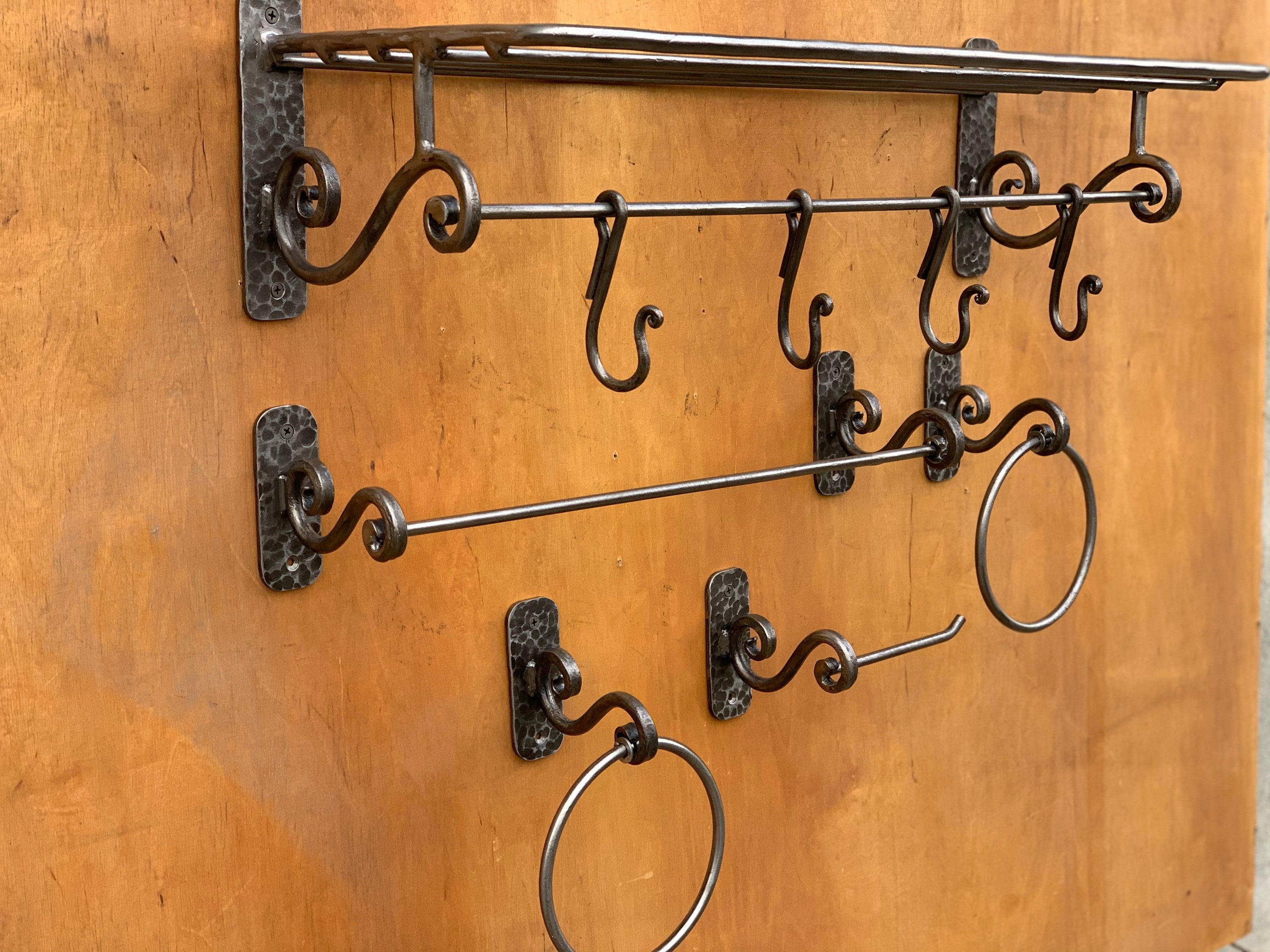 Wrought Iron Towel Rack With Shelf Towel Holder Towel Rack Etsy Canada