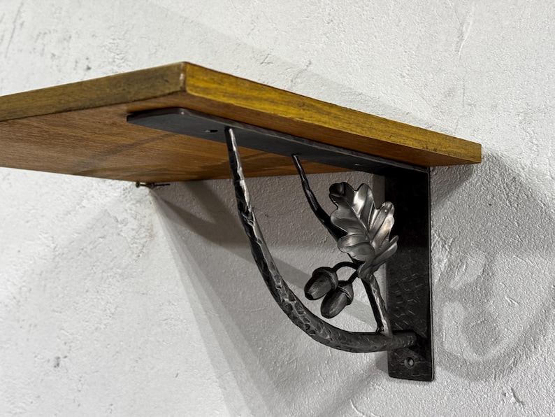 Hand Forged Metal Shelf Bracket. Oak Style Shelf Bracket. Shelves ...