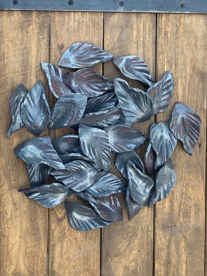 Set of 25 Hand Forged Leaves. Forged Elements. Blacksmith Elements ...