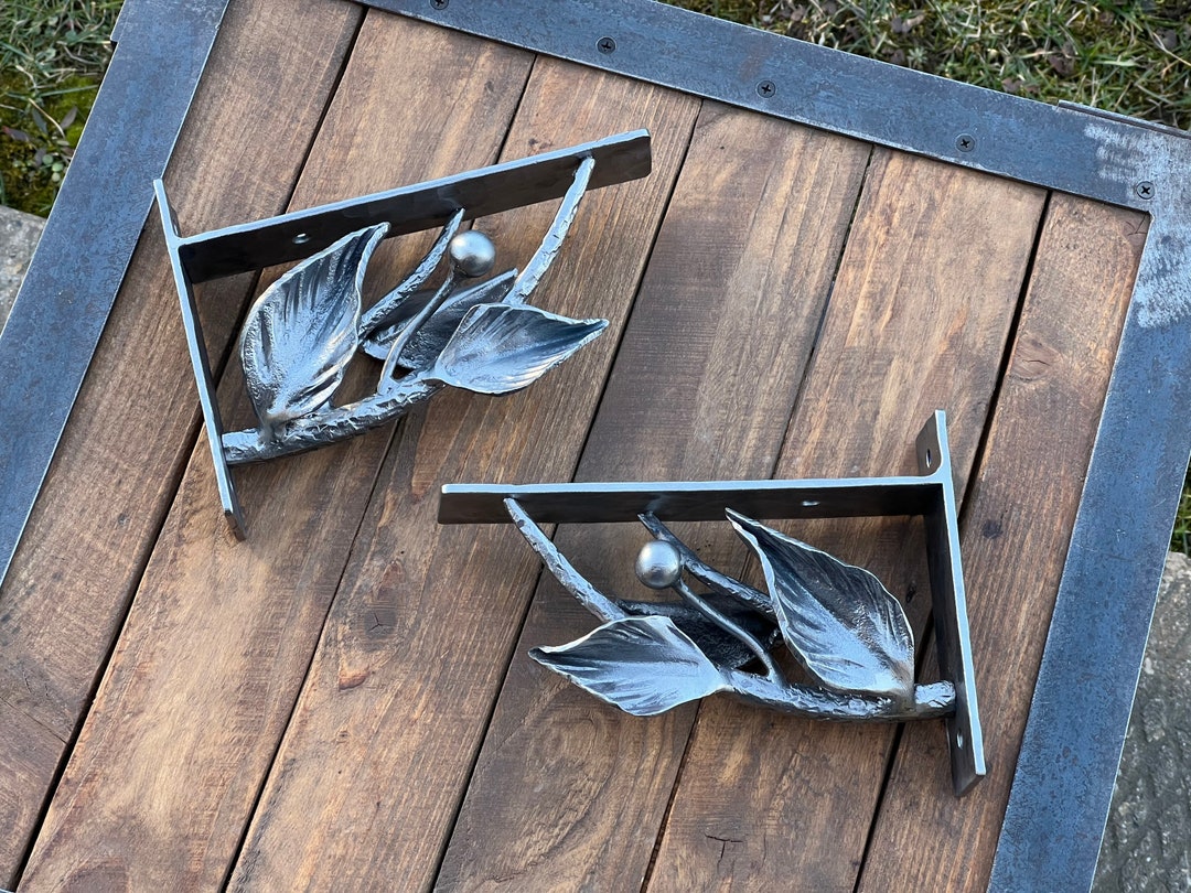 Hand Forged Metal Shelf Bracket. Shelves Storage. Tree Branch Shelf ...
