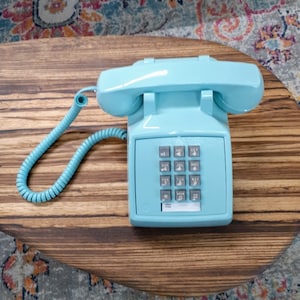 Vintage Blue Push Button Phone 70s Retro Push Button - Etsy