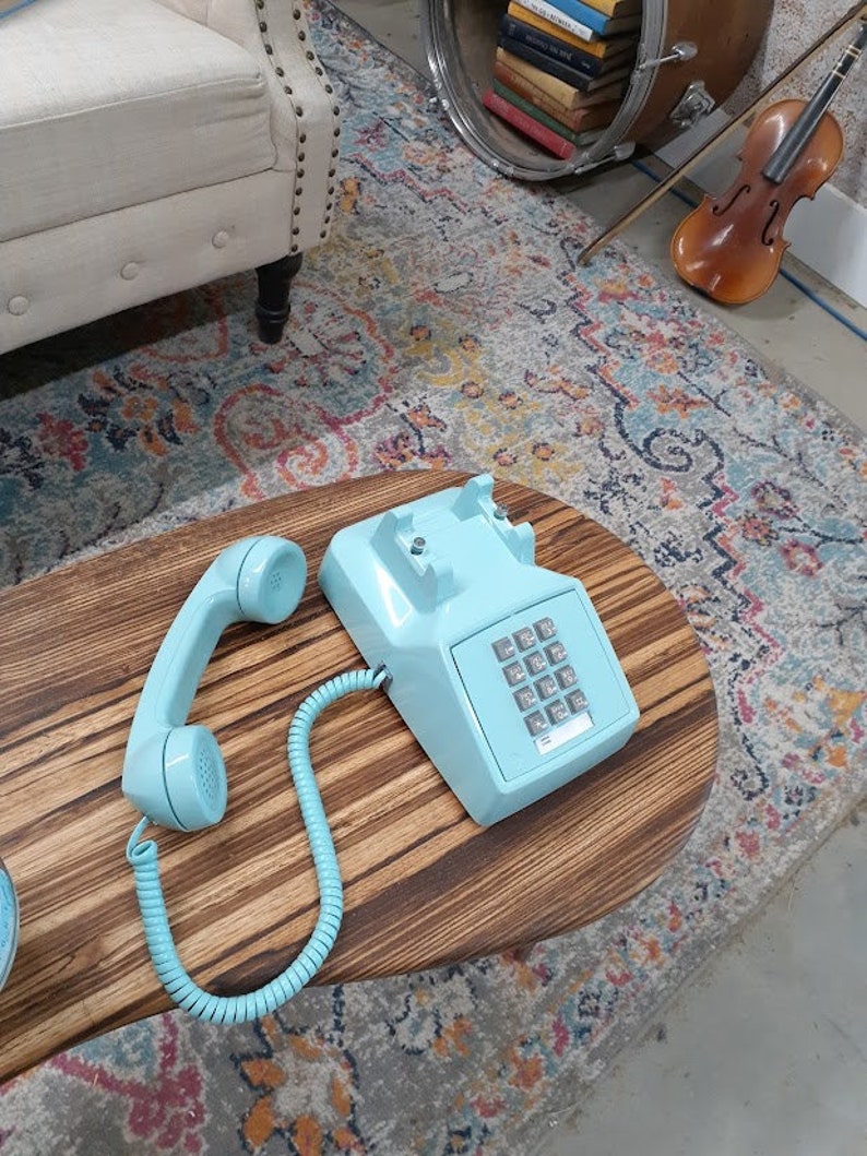 Vintage Blue Push Button Phone 70s Retro Push Button - Etsy