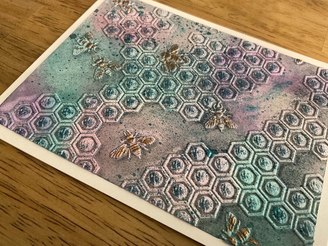 Mixed Media Honeycomb Bee Subject All Occasion Blank Greeting Card - Etsy