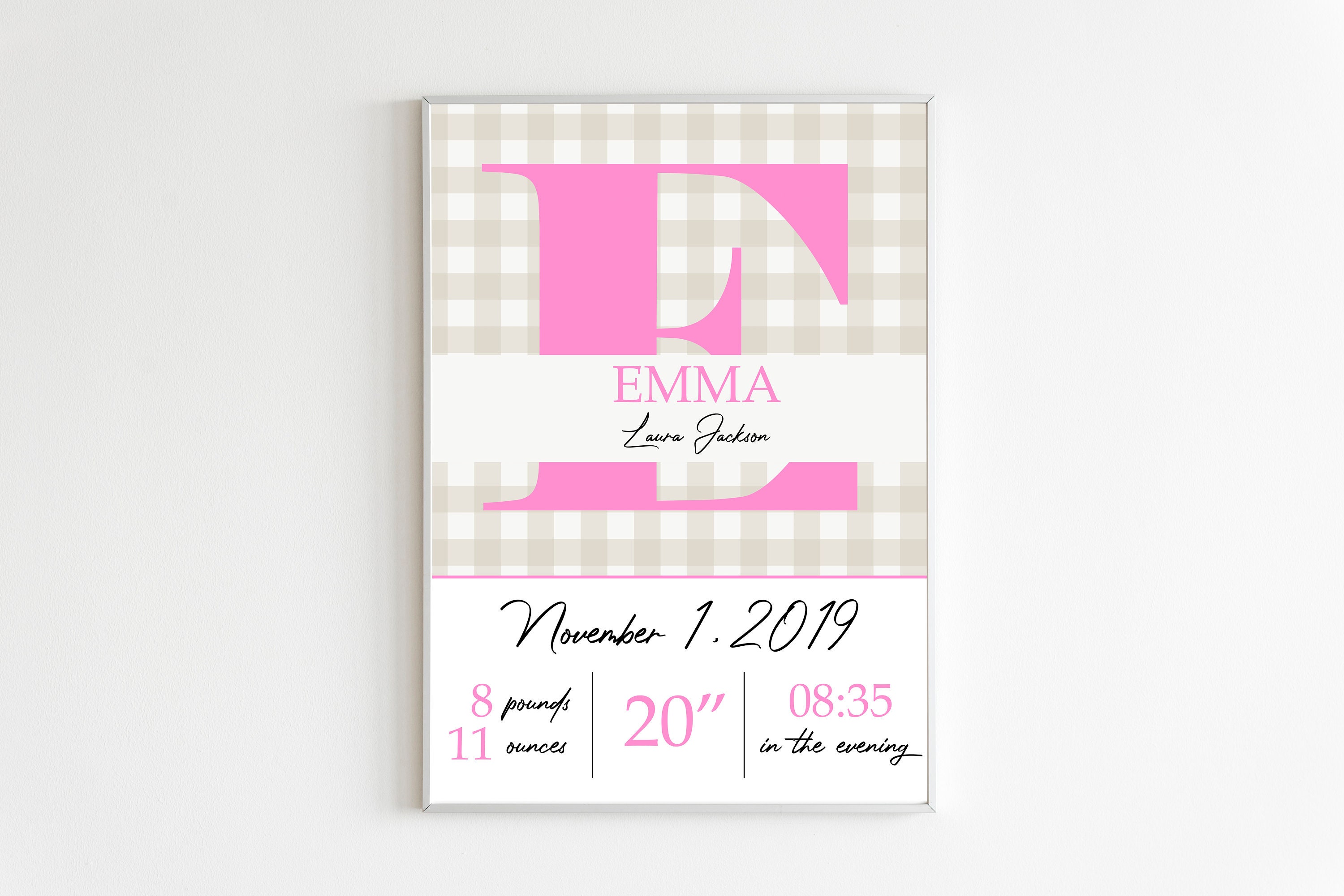 Personalised Printable Birth Details With Monogram - Etsy