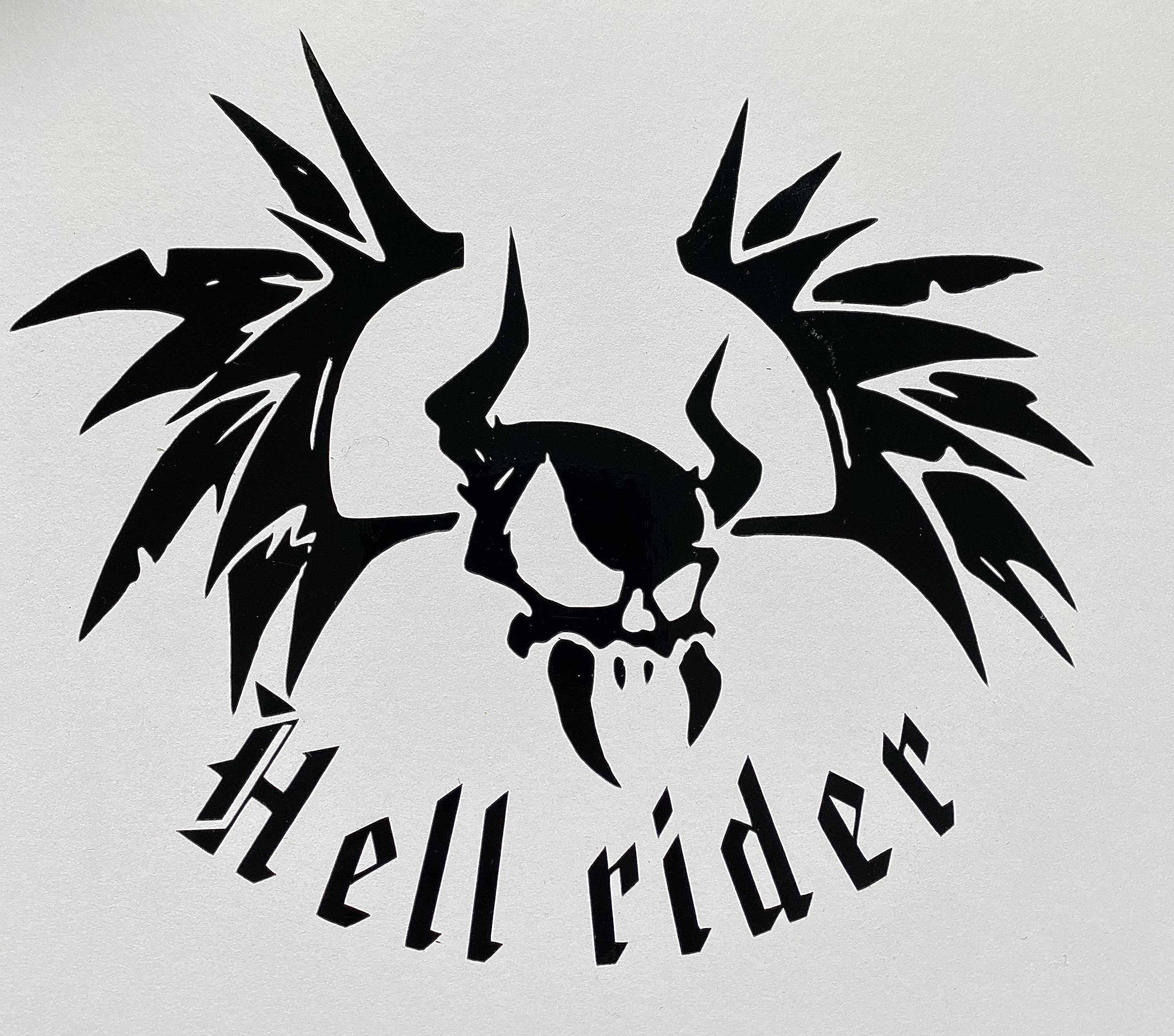 2x Decal Vinyl Hell Rider, MOTORCYCLE, Helmet, Car, Skull, Wings - Etsy