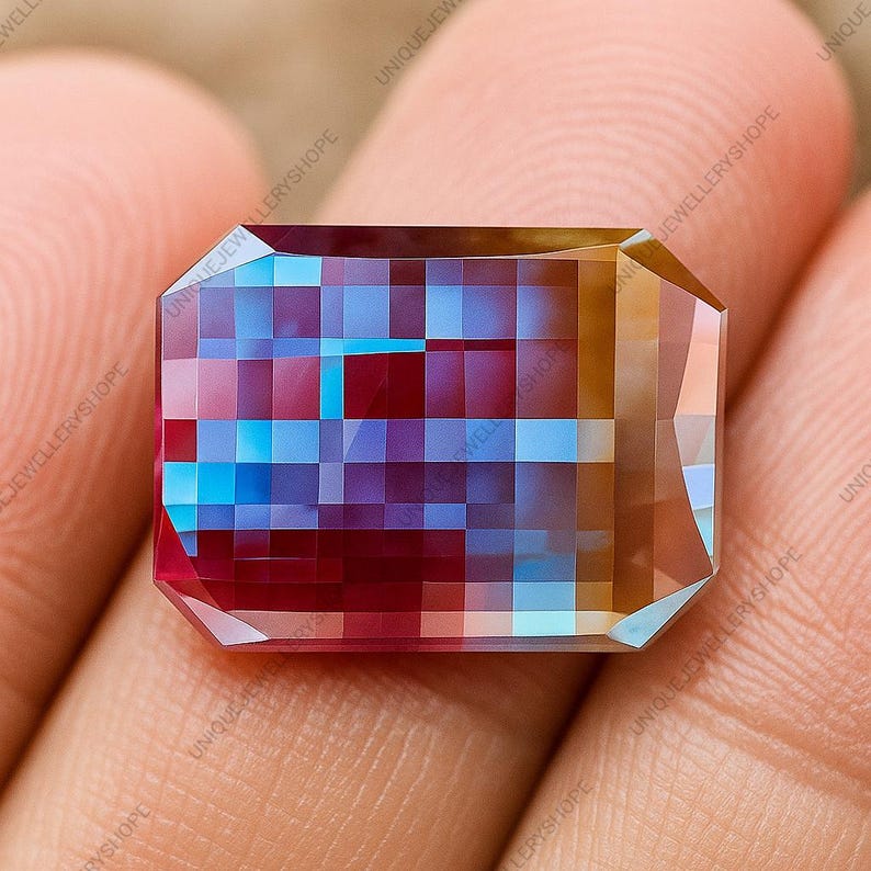 Pixel Cut Alexandrite Gemstone: Loose Octagon Color Change Stone ...