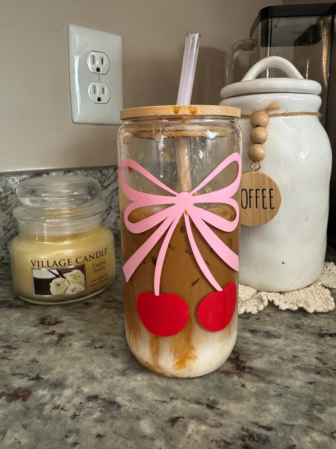 Cherry Tumbler | Cherry Glass Cup | Glass Cup | Dishwasher Safe | Beer ...
