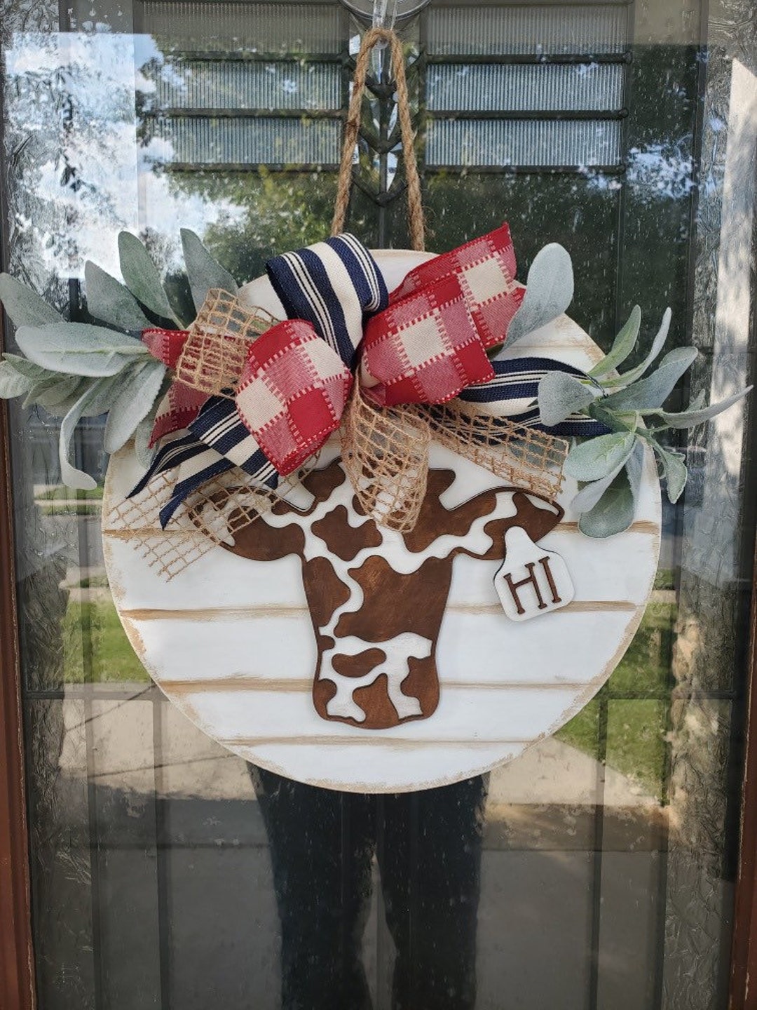 Cow Door Hanger | Rustic Door Hanger | Farmhouse Door Hanger ...
