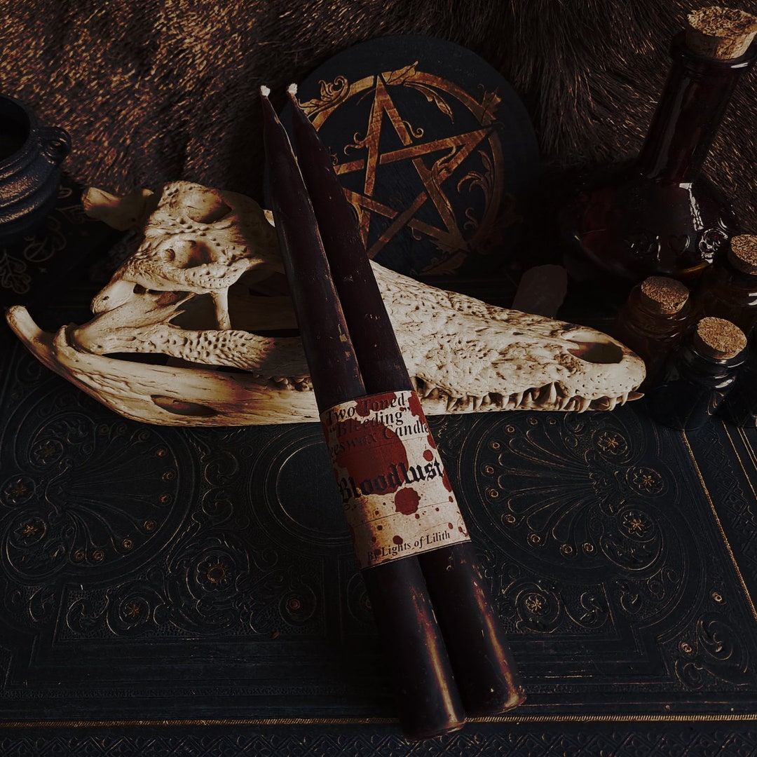 Blood Lust Candles Red With Black Candle, Bleeding Candle, Vampire ...