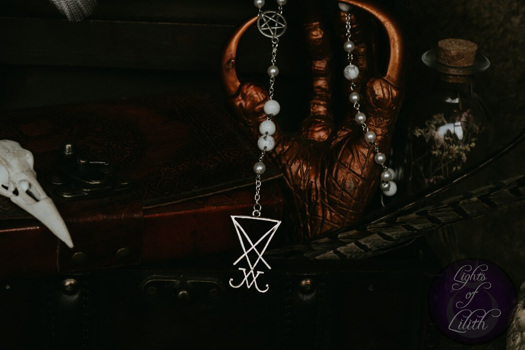 Lucifer Rosary White Sigil, Prayer Beads, Satanic, Witchcraft, Occult ...