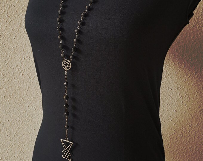 Lucifer Rosary Black - Lucifer Sigil, Sigil, Prayer Beads, Satanic ...