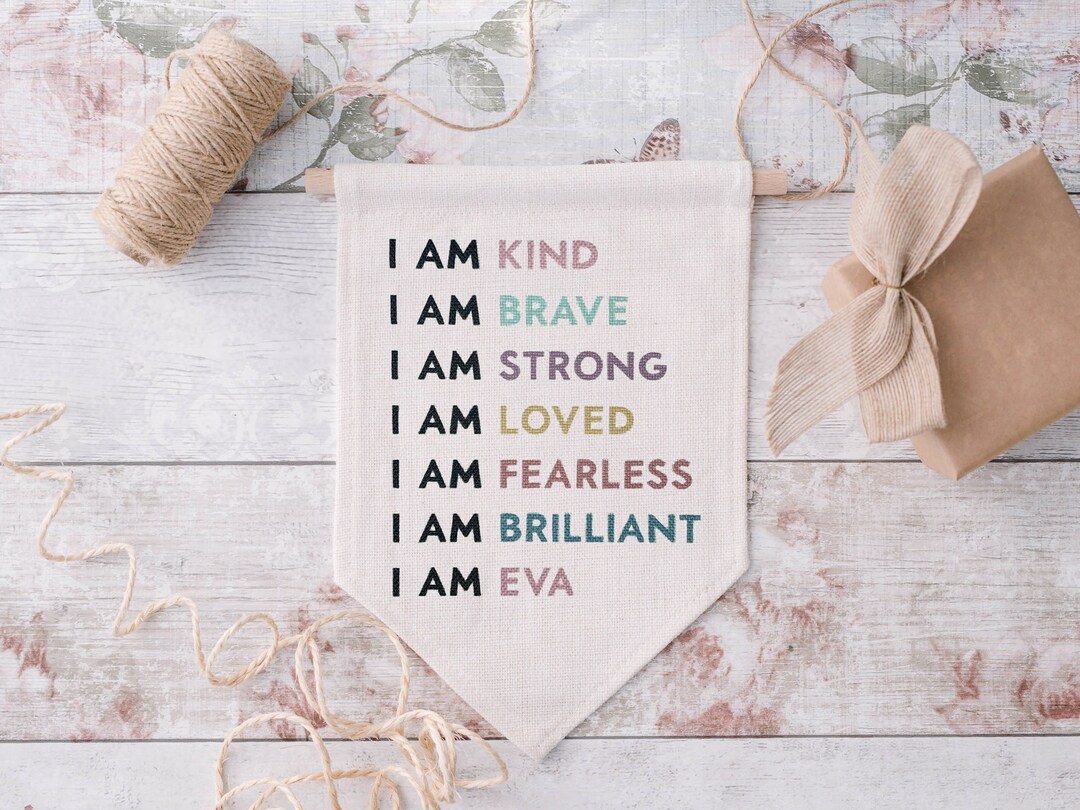 Children's Affirmations Wall Hanging, Personalised 'I Am Loved' Kids ...