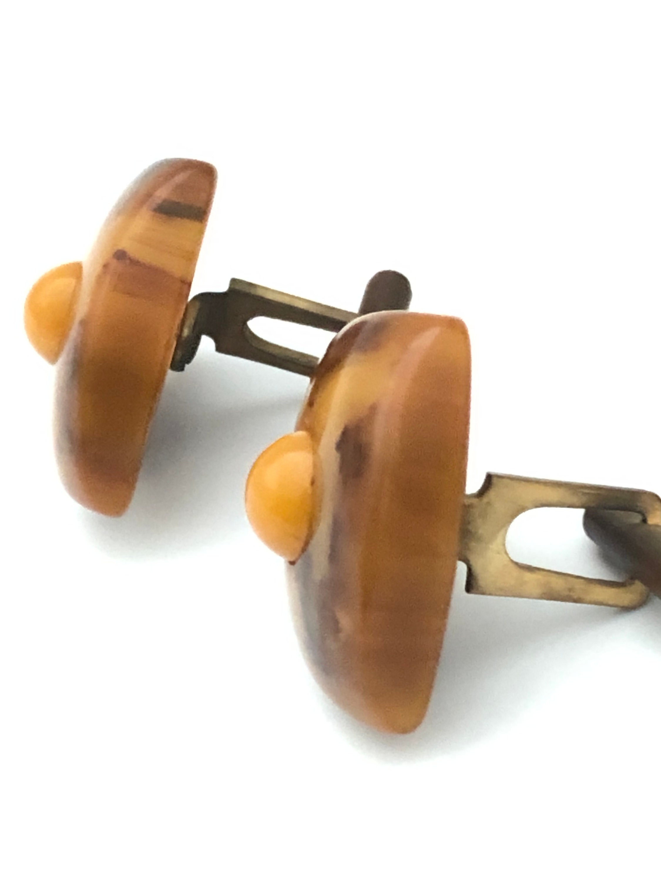 Art Deco Caramel Bakelite Triangle Shaped Cufflinks With Butterscotch ...
