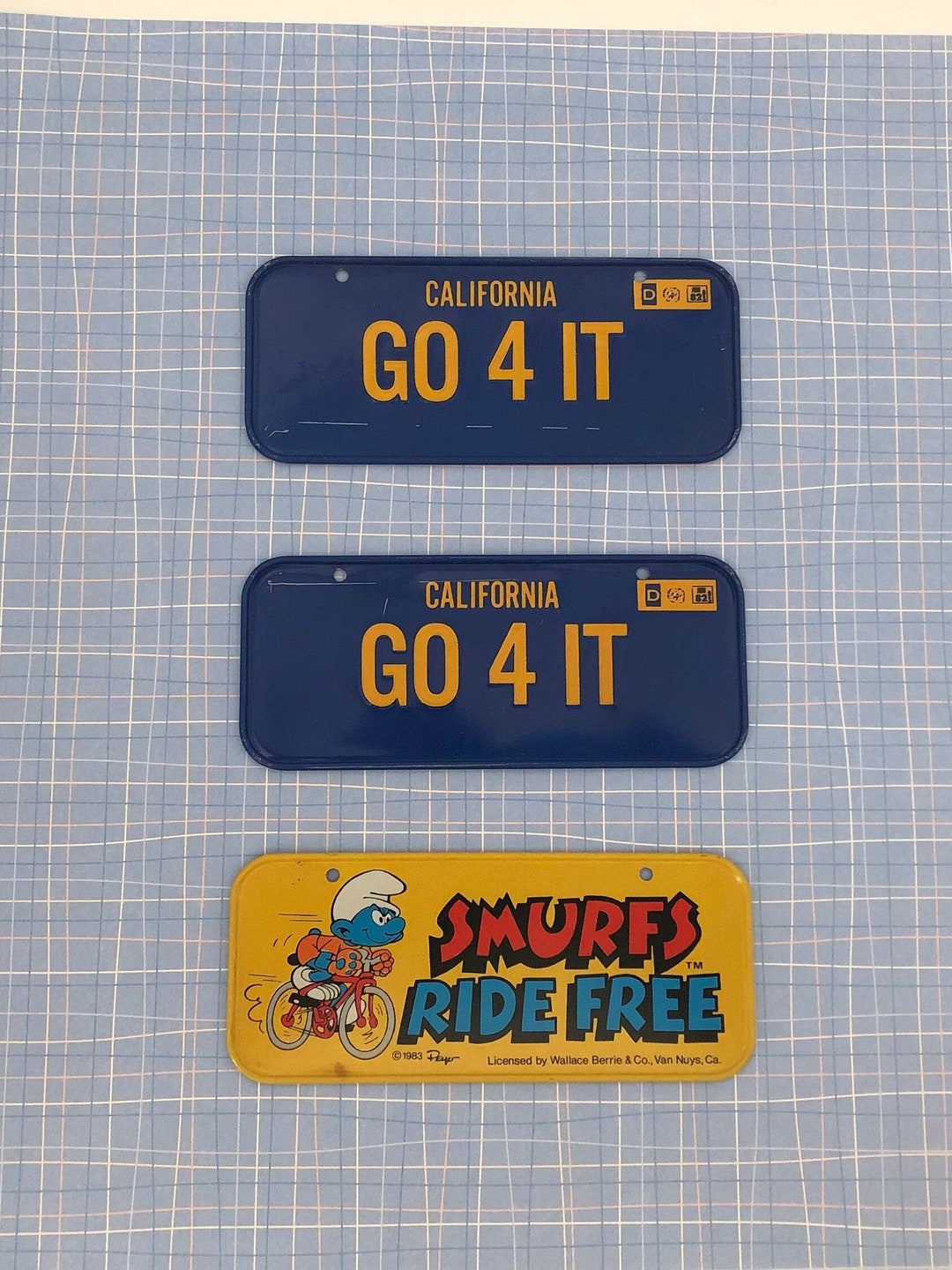 Vintage Bicycle License Plate Smurf Theme or Go 4 It Early 1980's ...