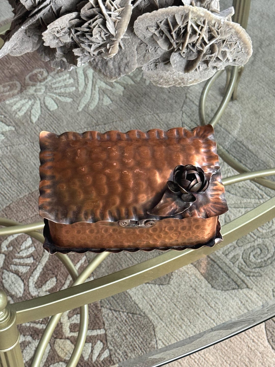 Gregorian Copper Hand Hammered Solid Copper Jewelry or Trinket Box #515 ...