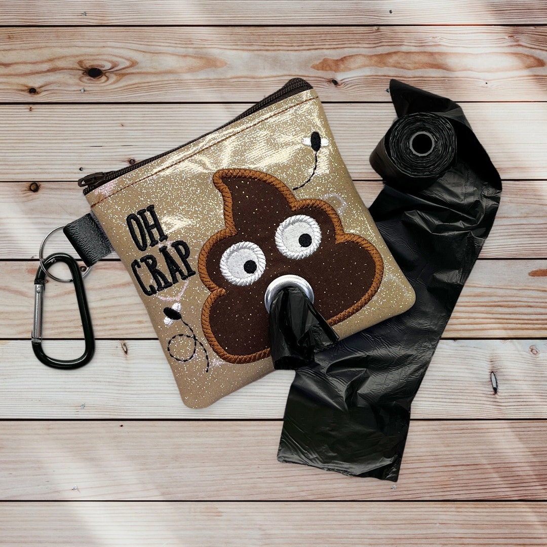 Dog Poop Bag Dispenser - Oh Crap! Poop Emoji. Humorous & Functional Poo ...