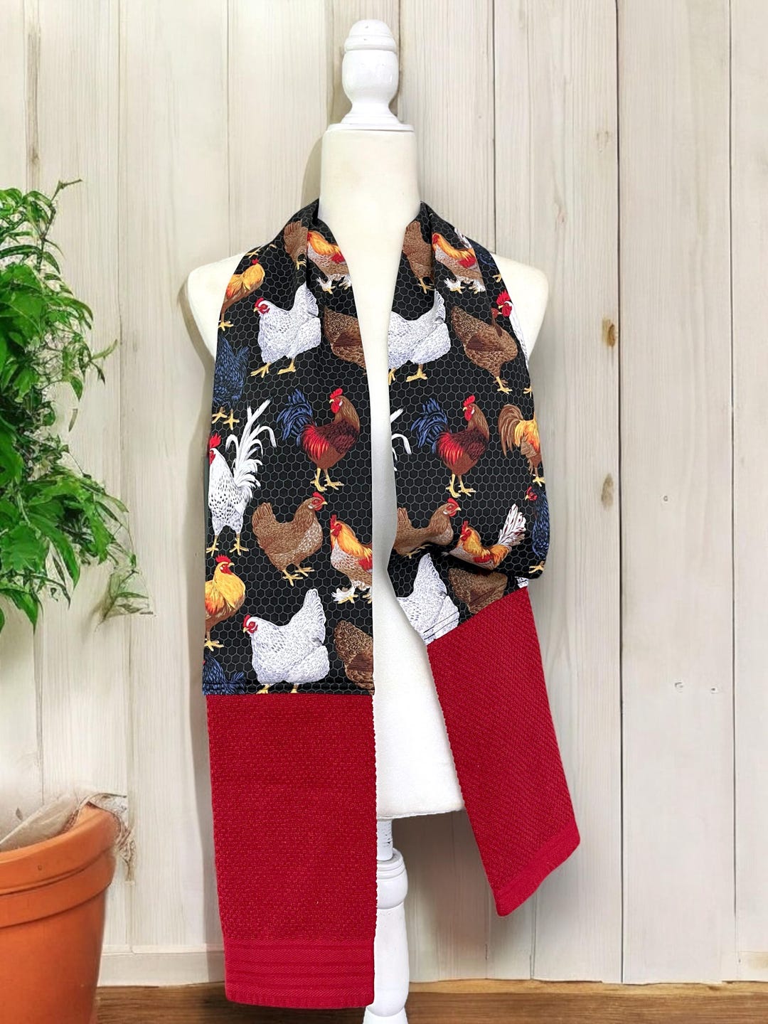 Roosters & Chickens Kitchen Boa. Kitchen Hand Towel. Dish or Tea Towel ...