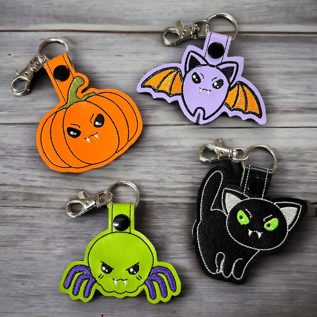 Embroidered Vinyl Halloween Keychain, Key Ring, Key Fob, Bag Tag ...