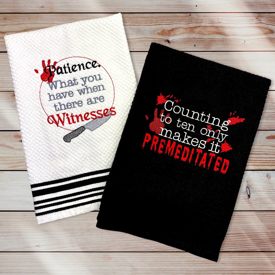 Embroidered True Crime Kitchen Towels. Humorous Hand Towel for A True ...