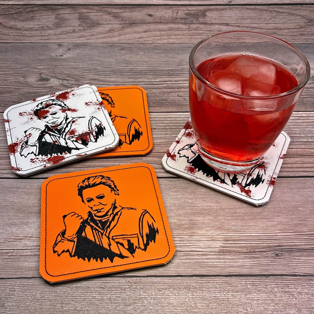 Michael Myers Halloween Coasters Embroidered Vinyl Coasters - Etsy