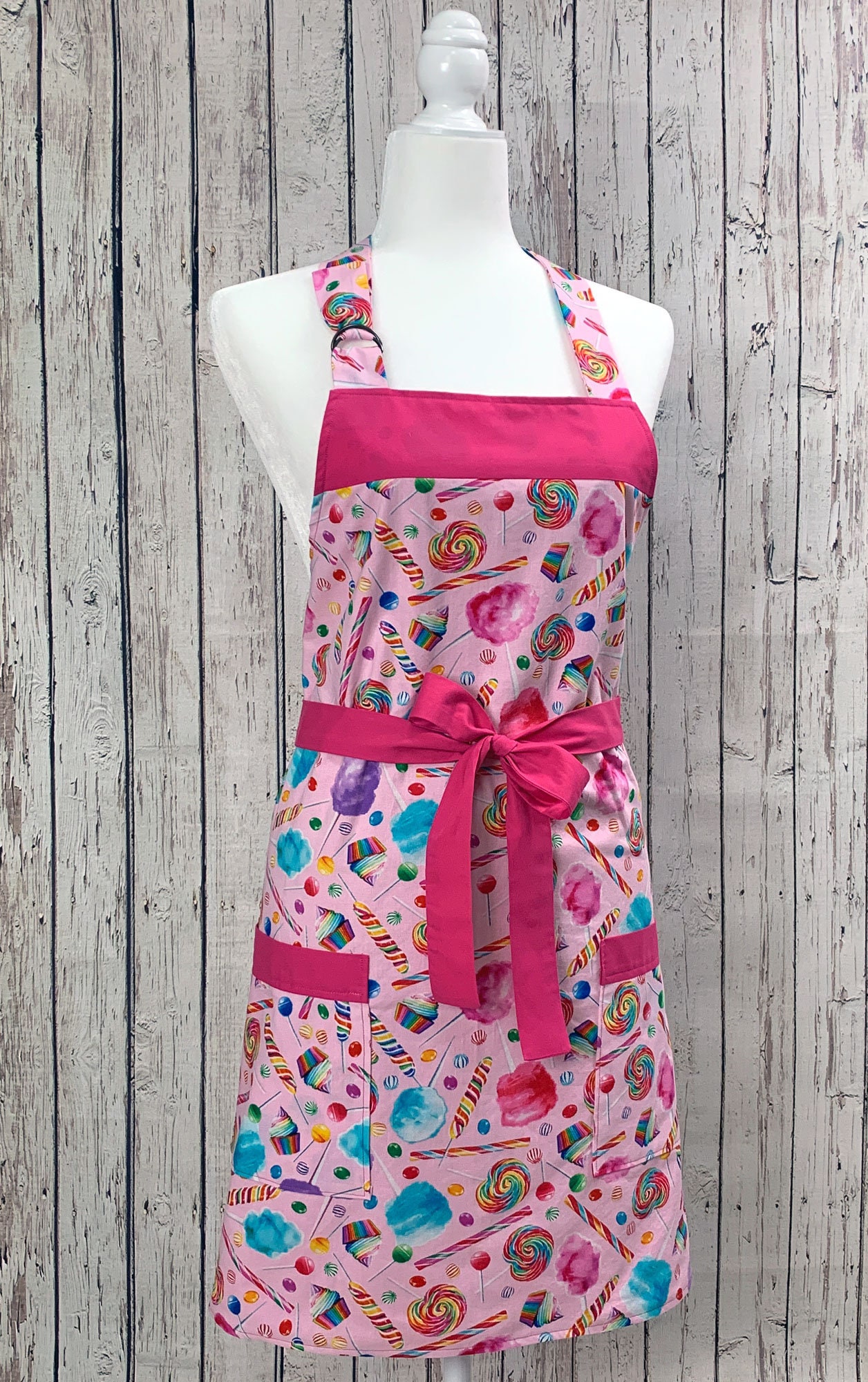 Home & Living Rainbow Candy Apron Reversible Unisex Apron Pink Cotton ...