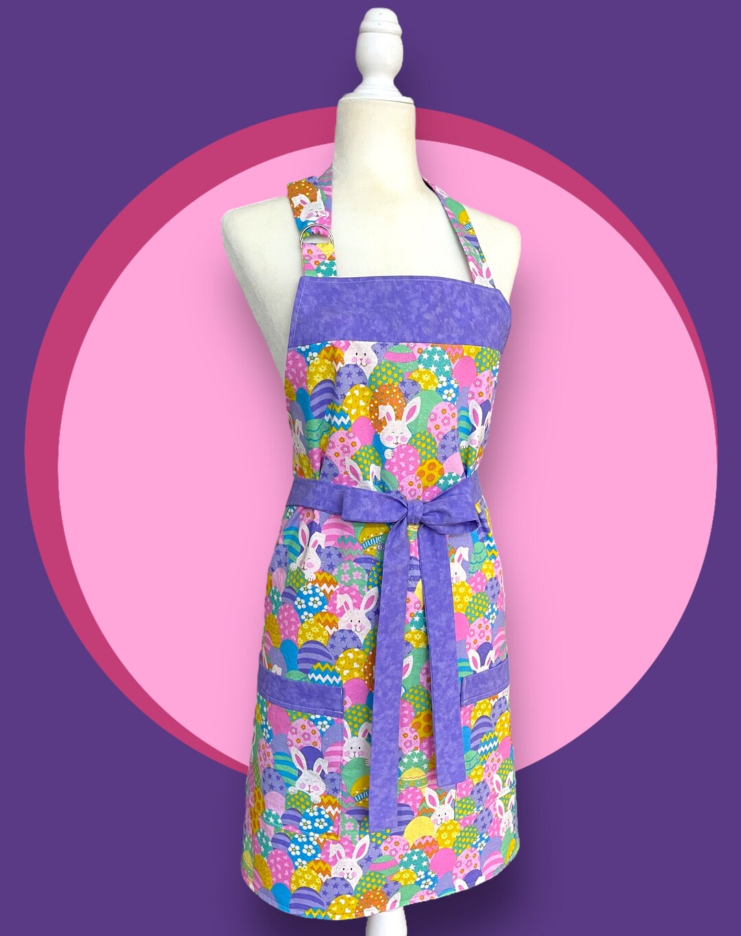 Glittery Easter Eggs Apron. Whimsical Lined Unisex Apron for Cooking ...