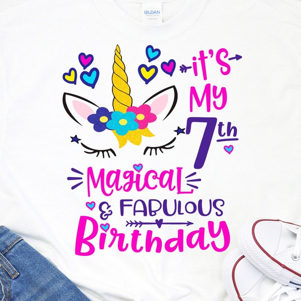 Unicorn 7th Birthday Svg - Etsy