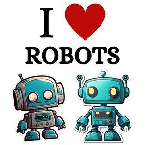 Cute Robot Clipart I Love Robots - Etsy